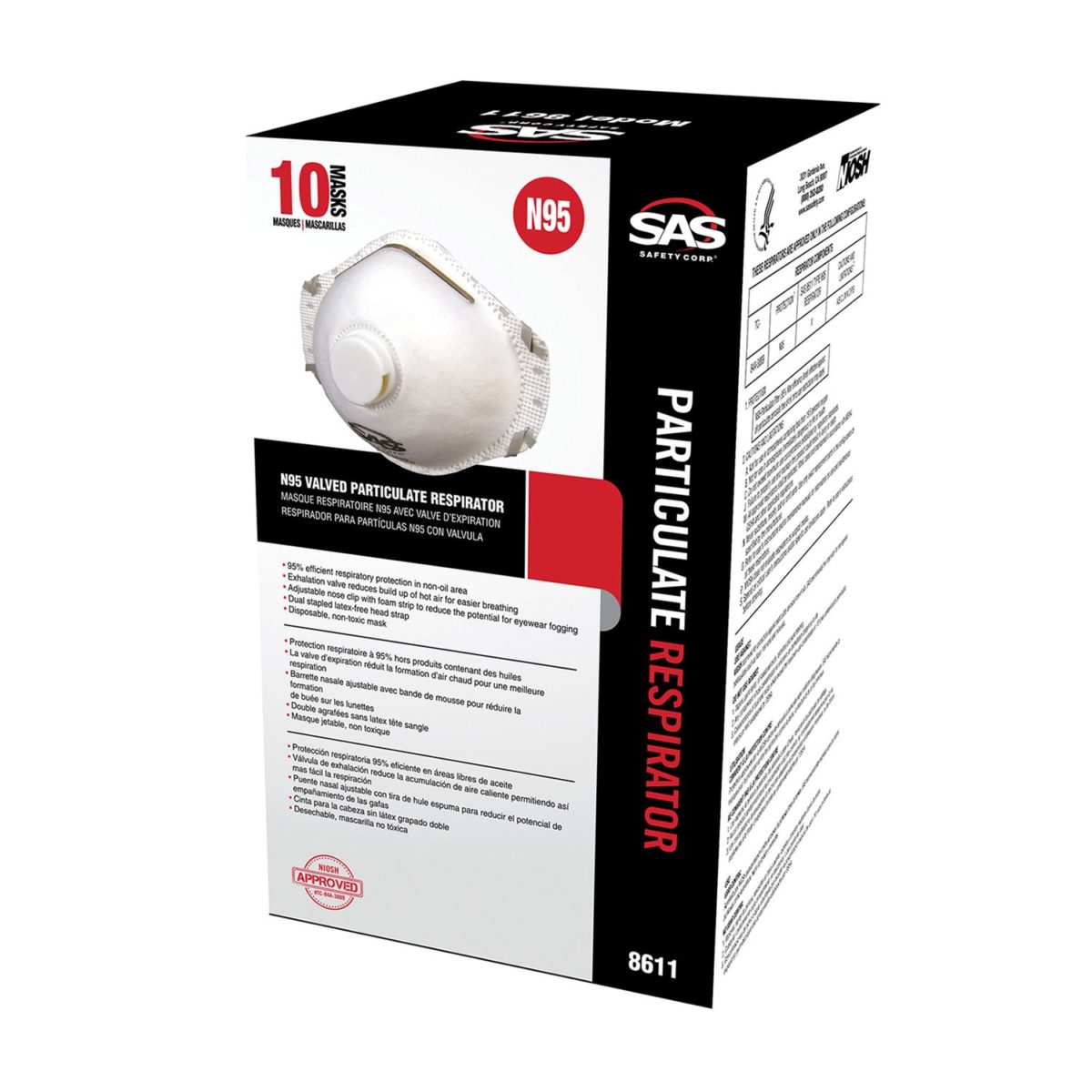 SAS N95 Valved Particulate Respirator - Box/10 - SafetyGearPro.com - #1 ...